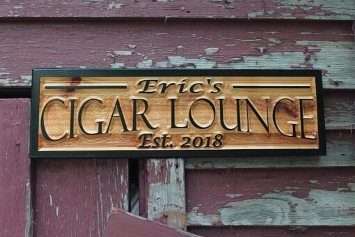 Personalized Cigar Lounge Sign | Carved Wood Signs