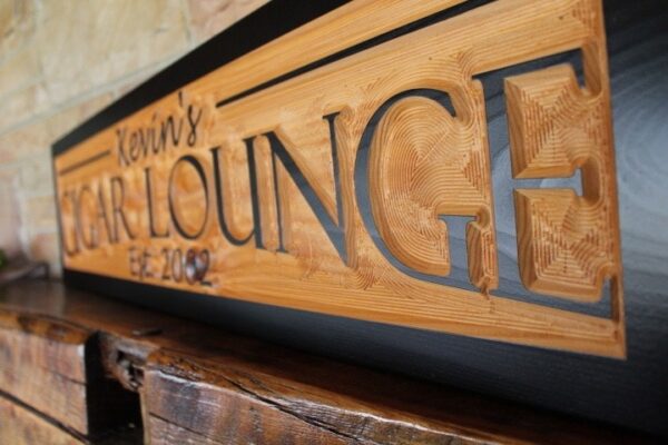 Personalized Cigar Lounge Sign | Carved Wood Signs