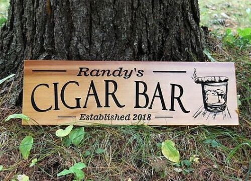 Custom Cigar Bar Sign Carved wooden sign | Carved Wood Signs