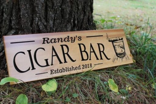 Custom Cigar Bar Sign Carved wooden sign | Carved Wood Signs