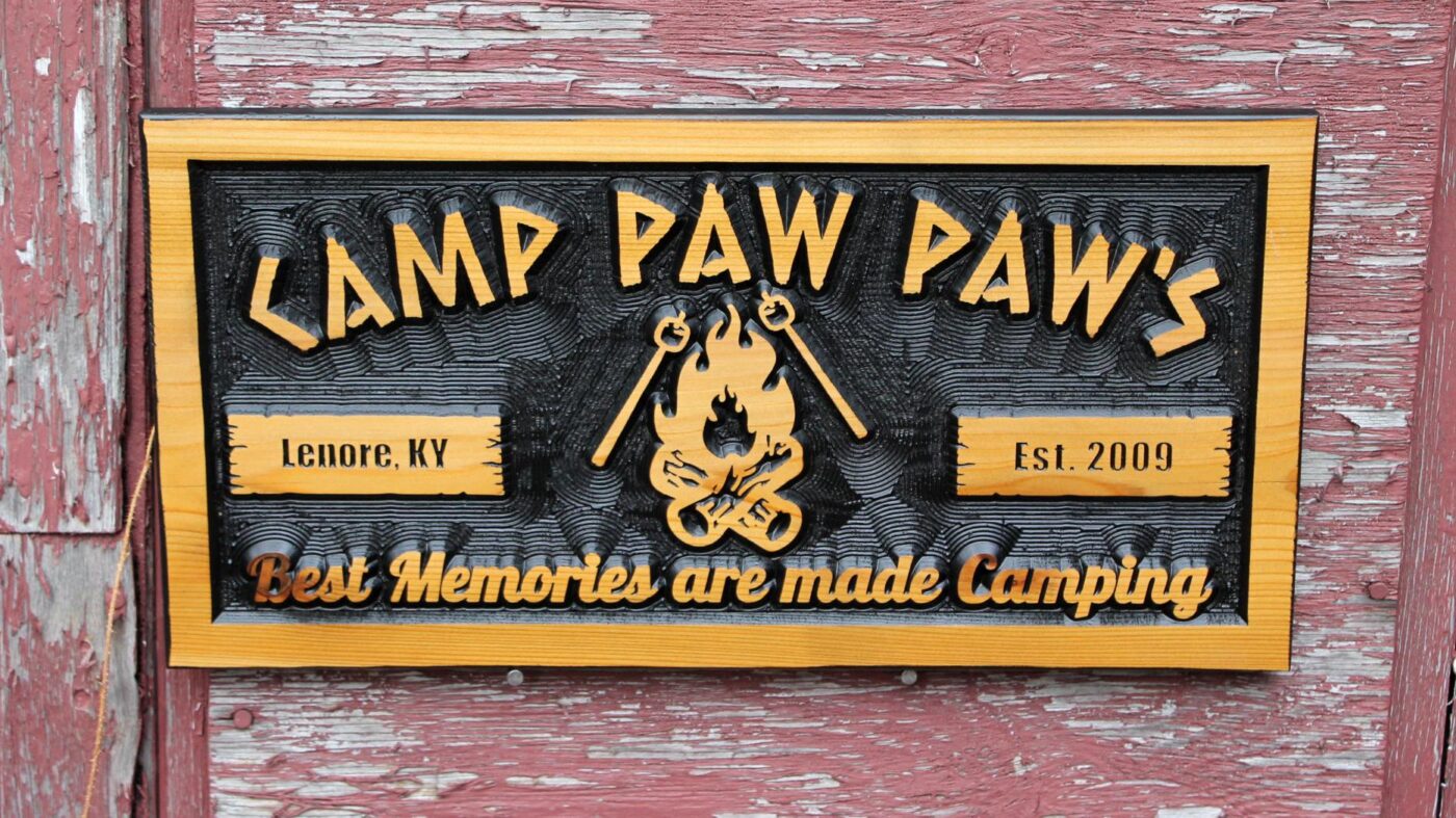 Custom Cabin Signs | Camp Paw Paws Sign | Carved Wood Signs